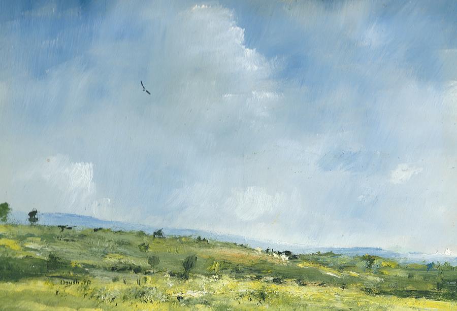 Summer hawk over Brading down Painting by Alan Daysh