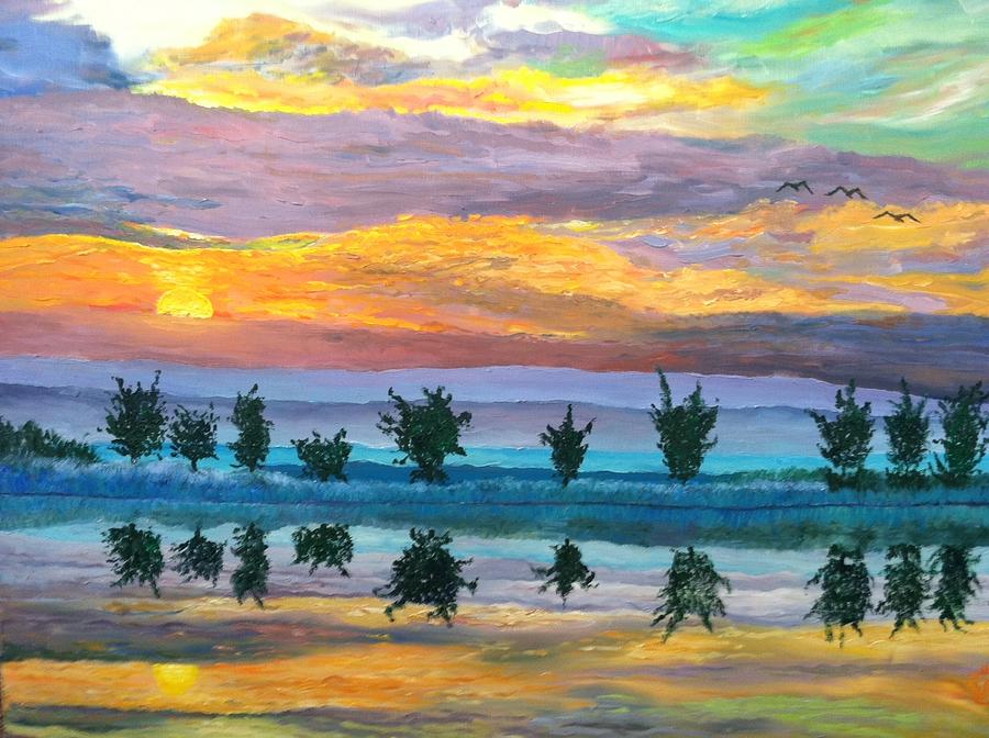 Sunset Marsh Painting by Robert Schmidt - Fine Art America