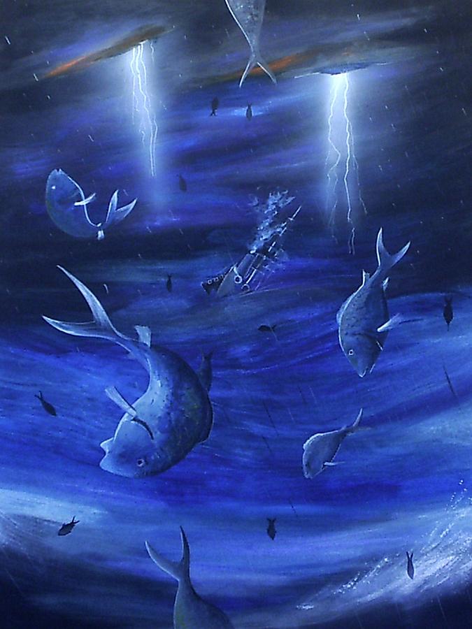 The Falling Fish Painting by ArtGuru Official - Fine Art America