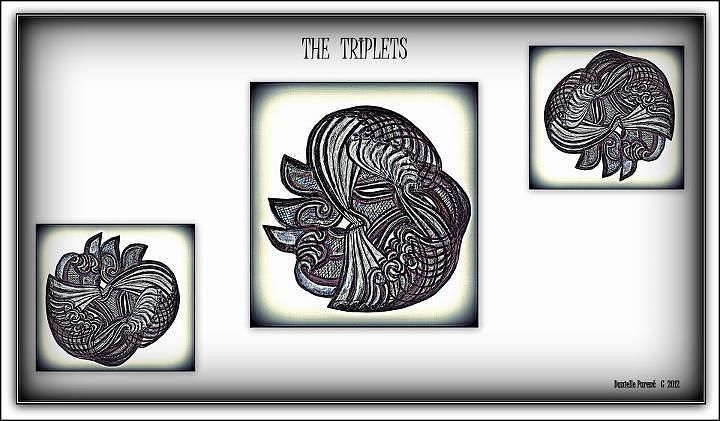 The Triplets Drawing by Danielle Parent - Fine Art America
