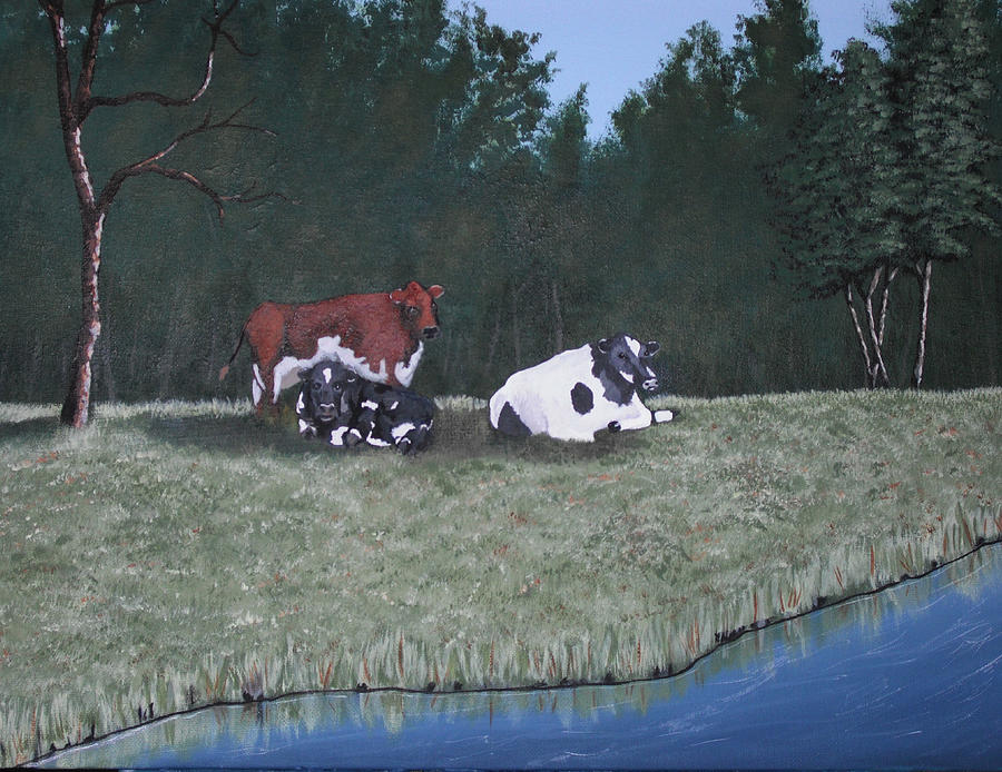 Three Cows Painting by Candace Shockley | Fine Art America