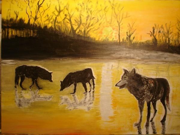 Three Wolves Painting by Joseph Falco | Fine Art America