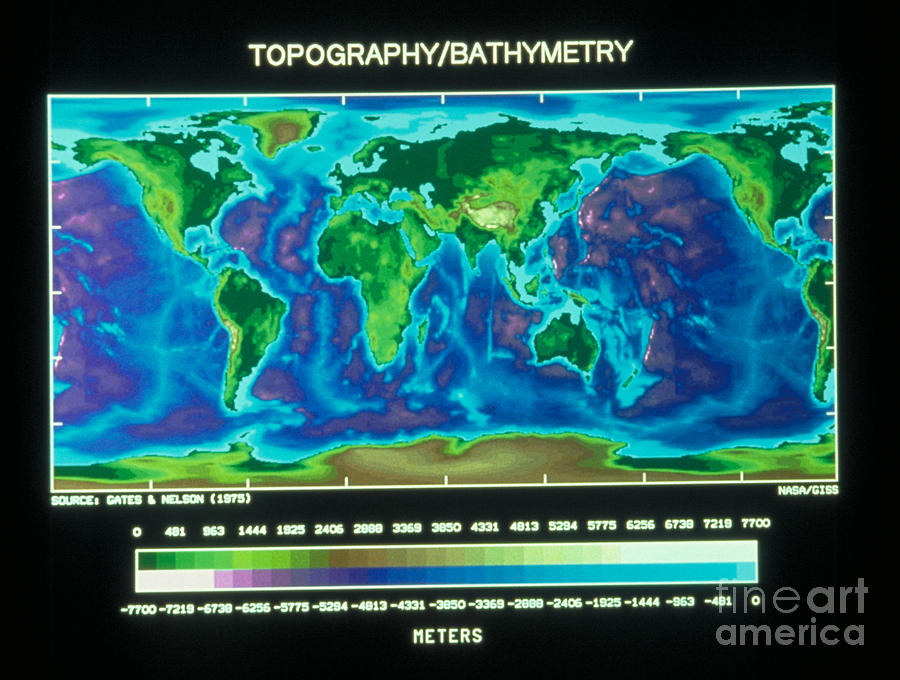 Topographic And Bathymetric Map Photograph by Nasa - Pixels