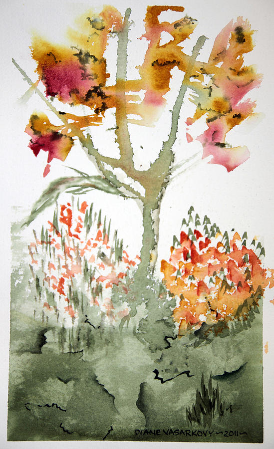 Tree Abstract Painting by Diane Vasarkovy - Fine Art America