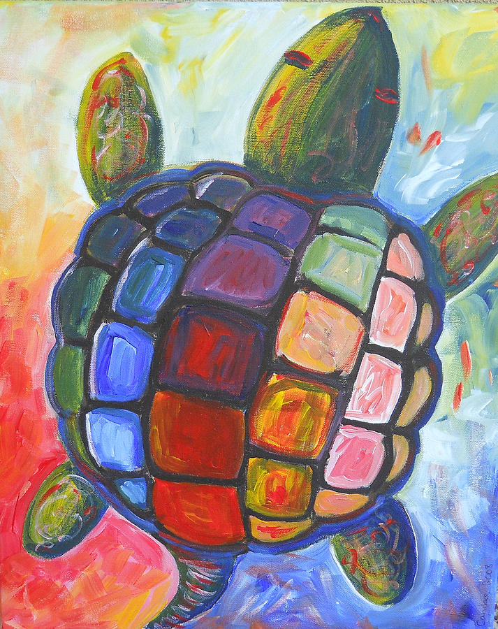 Turtle Cube Painting by Candace Nalepa | Pixels