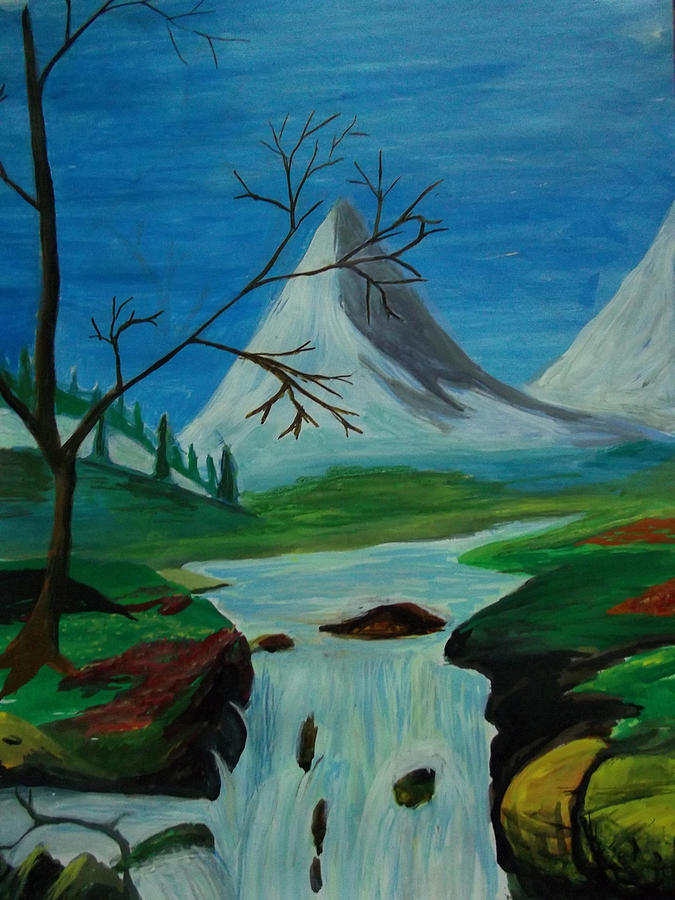 Waterwall Painting by Ashish Mohan - Fine Art America