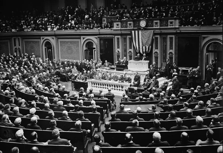 Woodrow Wilson 1856 1924 Addressing Photograph By Everett Fine Art