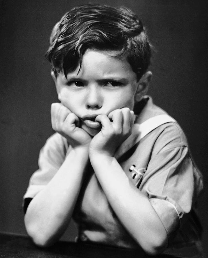 Young Boy Pouting Photograph by George Marks