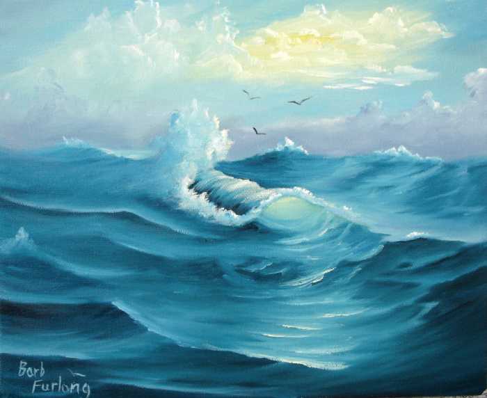 Turquoise Sea Seascape Oil Painting by Barbara Furlong