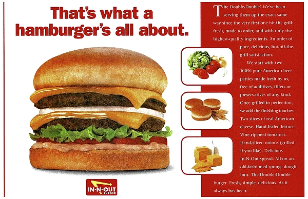 In N Out Burger Lap Paper, Double Greeting Card by Gracie Jane