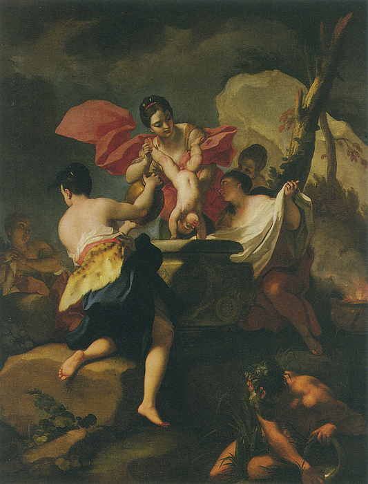 Thetis Dipping The Infant Achilles Into Water From The Styx Greeting Card By Antonio Balestra