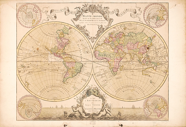 Mappe-monde, ou carte generale du globe terrestre - representee en deux plan-hemispheres ...