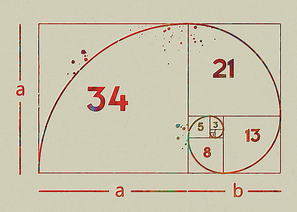 Watercolor Fibonacci Spiral Watercolor Print Fibonacci Sequence Numbers ...