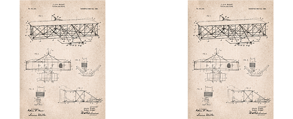 Wright Flyer - Restored Patent Drawing for the 1906 Orville/Wilbur ...
