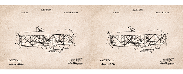 Wright Flyer - Restored Patent Drawing for the 1906 Orville/Wilbur ...
