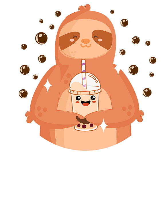 Boba Tea Kawaii Sloth Drinking Boba Tea Greeting Card for Sale by Yestic