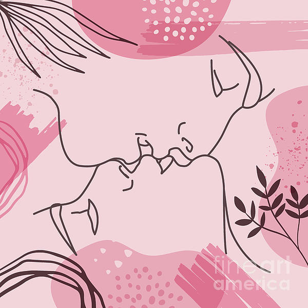 Couple Kiss Illustration One Line Drawing, Couple Kissing Line Art ... Couple Kiss Illustration One Line Drawing, Couple Kissing Line Art ...
