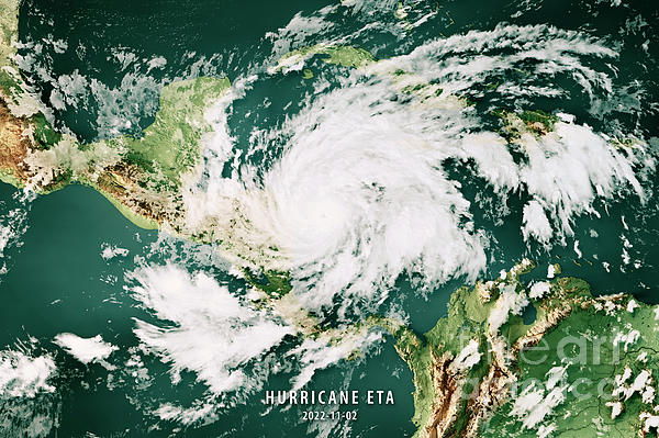Hurricane Eta 2022 Cloud Map Central America 3D Render Color Beach Sheet by Frank Ramspott - Pixels