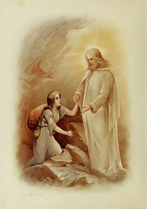 Look up, Lift up 1890 - Christ Tapestry by Frances Brundage Look up, Lift up 1890 - Christ Tapestry by Frances Brundage