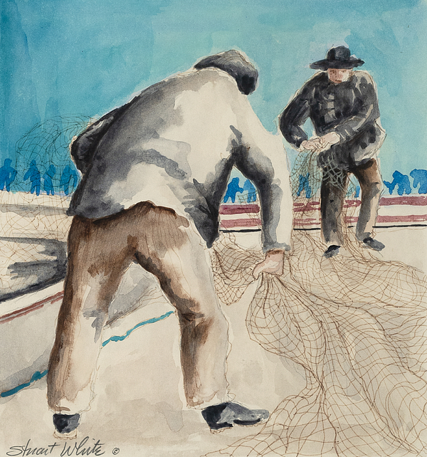 Portugese_fisherman_undated_8x9 Spiral Notebook by Stuart Pendergraft ...