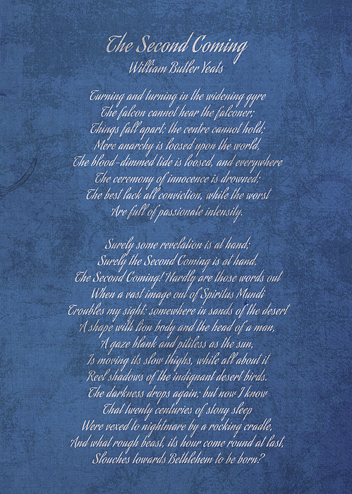 The Second Coming by William Butler Yeats Classic Poem on Worn Blue ...