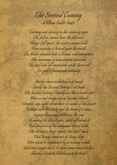 The Second Coming by William Butler Yeats Classic Poem on Worn ...