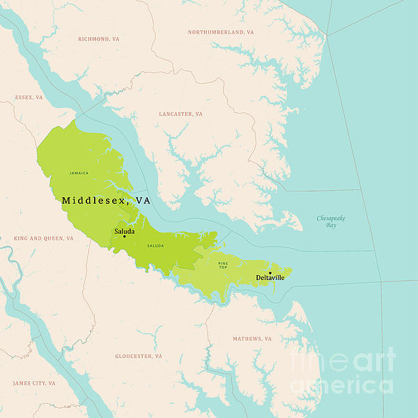 Va Middlesex County Vector Map Green Beach Sheet By Frank Ramspott Pixels