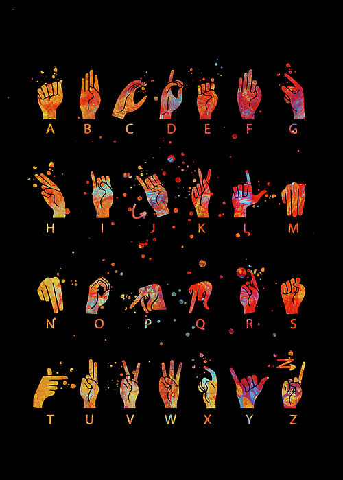 Watercolor Sign Language Alphabet Watercolor Print American Sign ...
