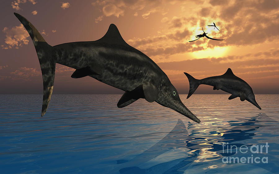 A Pair Of Stenopterygius Ichthyosaurs Digital Art by Mark Stevenson ...