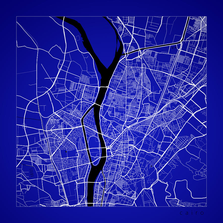 Cairo Street Map - Cairo Egypt Road Map Art on Color Digital Art by ...