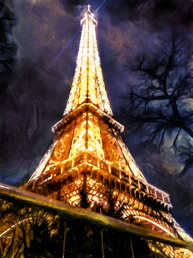 Eiffel Tower Night Digital Art by Adrian Codreanu | Fine Art America