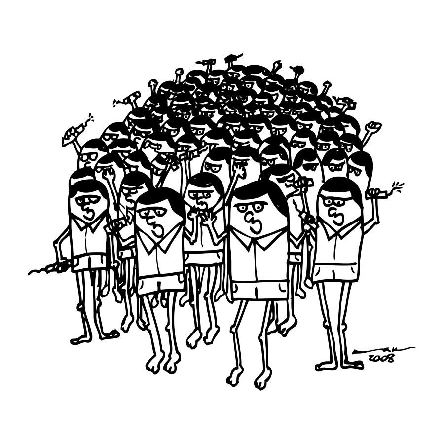 Mob Drawing by Karl Addison - Fine Art America