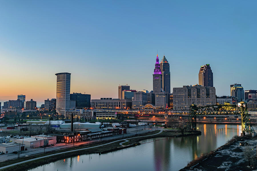 Cleveland Skyline at Sunset Photograph by Cityscape Photography | Pixels