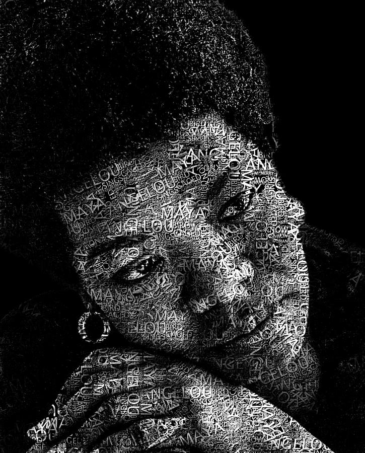 Maya Angelou Text Portrait - Typographic face poster with the all her ...