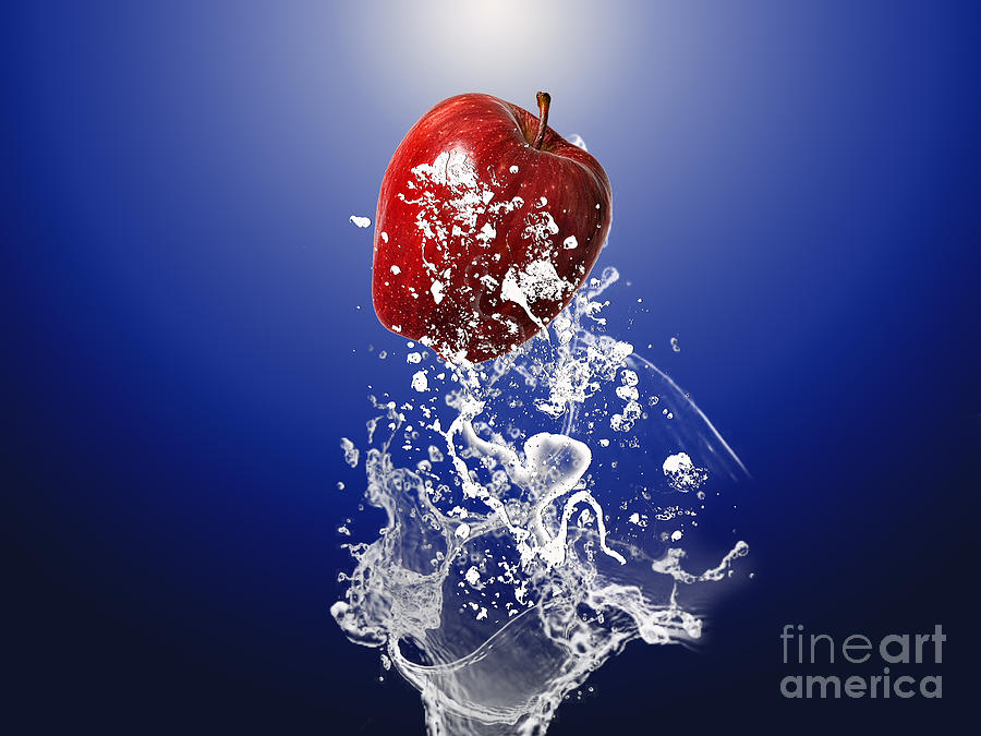 Apple Splash Mixed Media by Marvin Blaine - Fine Art America