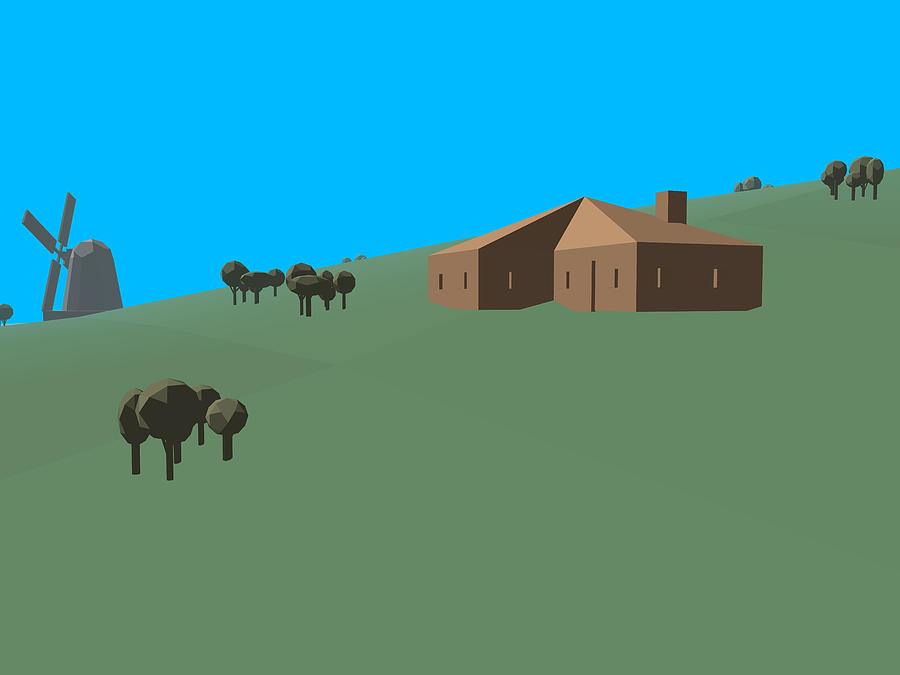 Low poly retro style landscape Digital Art by Miroslav Nemecek - Pixels