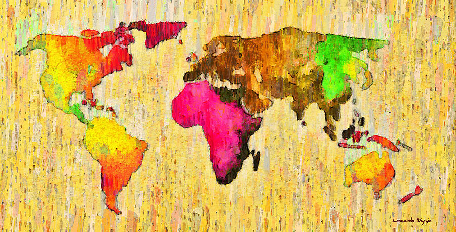 Abstract World Map 15 - DA Digital Art by Leonardo Digenio - Fine Art ...