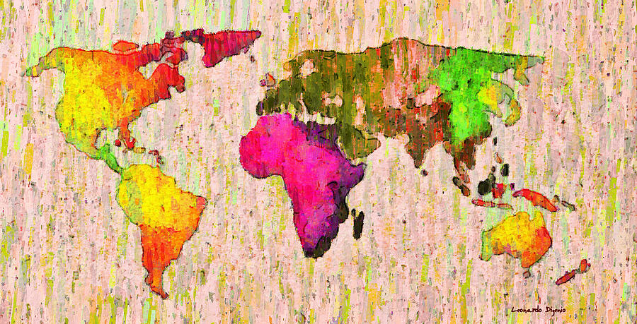 Abstract World Map Colorful 56 - PA Painting by Leonardo Digenio - Fine ...