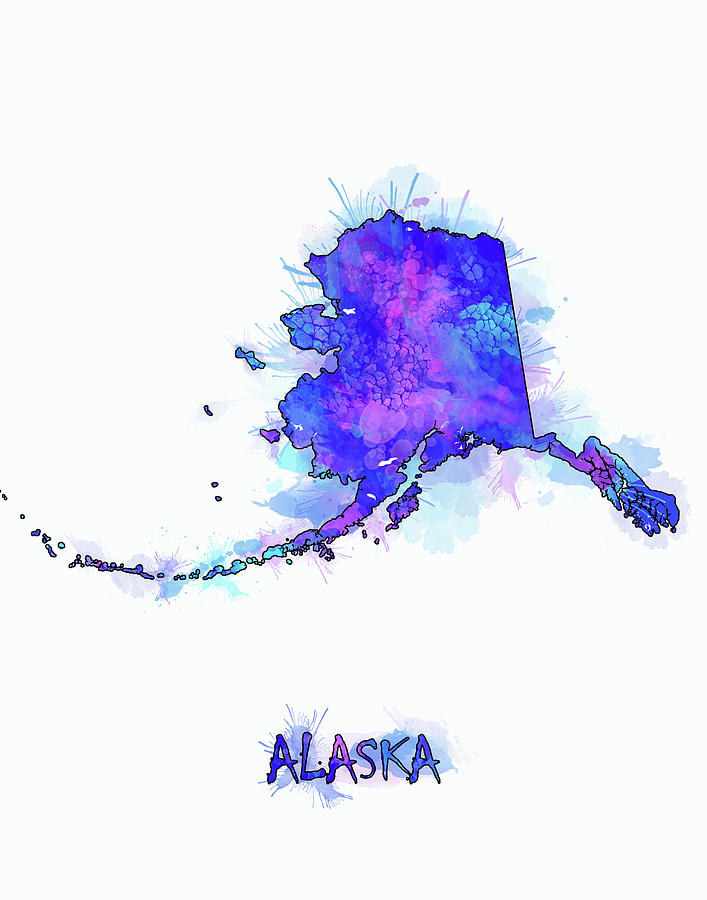 Alaska Map Watercolor 2 Digital Art by Bekim M - Pixels Merch