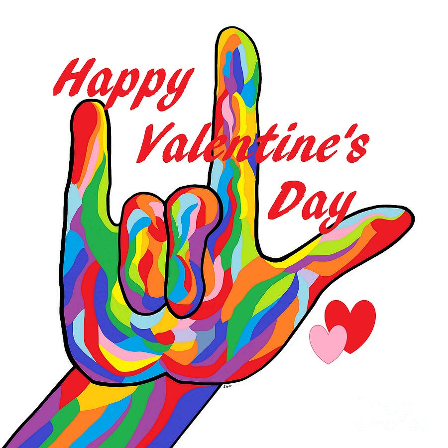 ASL Happy Valentine's Day I Love You Painting by Eloise Schneider Mote
