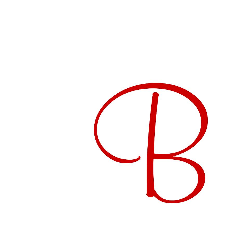 B in Red Simple Script Digital Art by Custom Home Fashions - Fine Art ...
