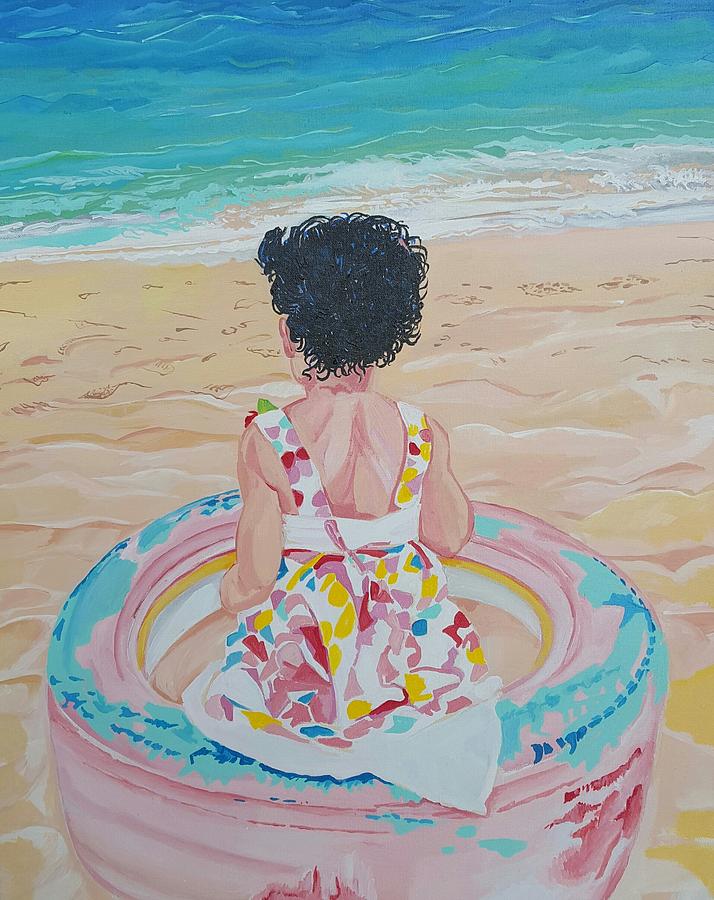 Baby on the beach Painting by Stuart Rames - Fine Art America