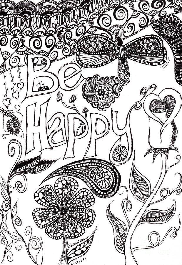 Be Happy Drawing by Nicole Johnson - Fine Art America