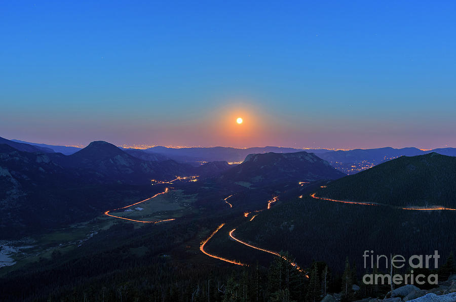 Beautiful moon rise at Rocky Mountain National Park Photograph by Chon ...