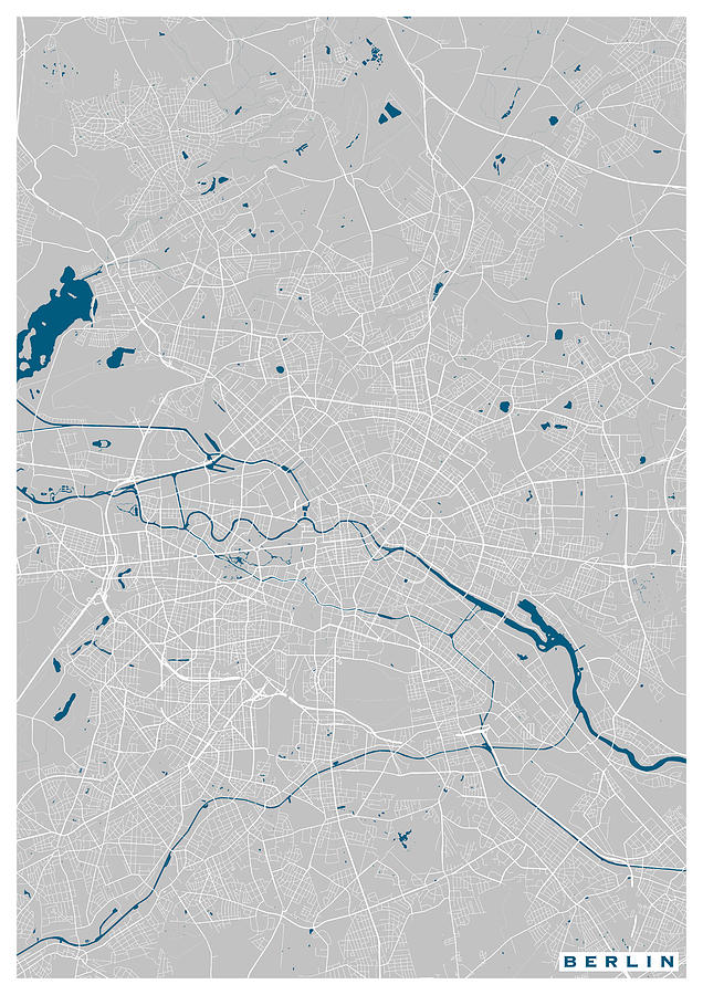 Berlin city map grey colour Digital Art by Marina Constandinou - Pixels