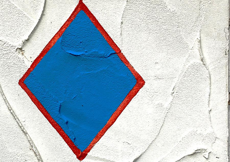 Blue Diamond Red Square White Wall Photograph by Daniel Thompson - Fine ...