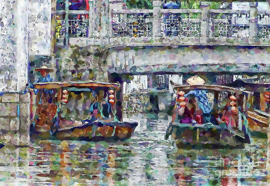 Boats on Grand Canal Suzhou Digital Art by Steven Friedman - Pixels