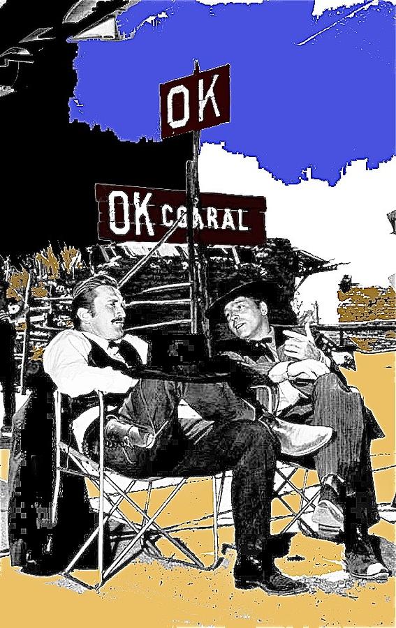Burt Lancaster Kirk Douglas chatting number 2 Gunfight at the O.K. Corral set 1957-2015 ...