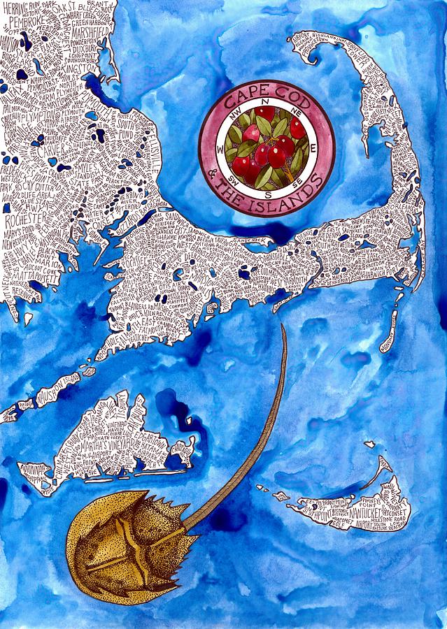 Cape Cod Word Map Painting by Terri Kelleher - Pixels