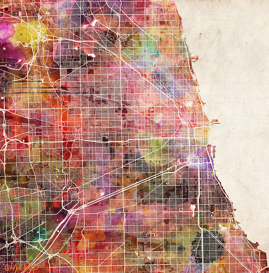 Chicago map Painting by Map Map Maps - Fine Art America